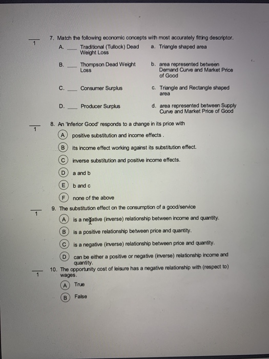Solved Multiple Choice, True/False, Matching Section Value - | Chegg.com