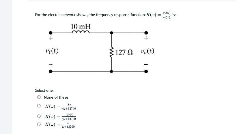 Solved For the electric network shown, the frequency | Chegg.com