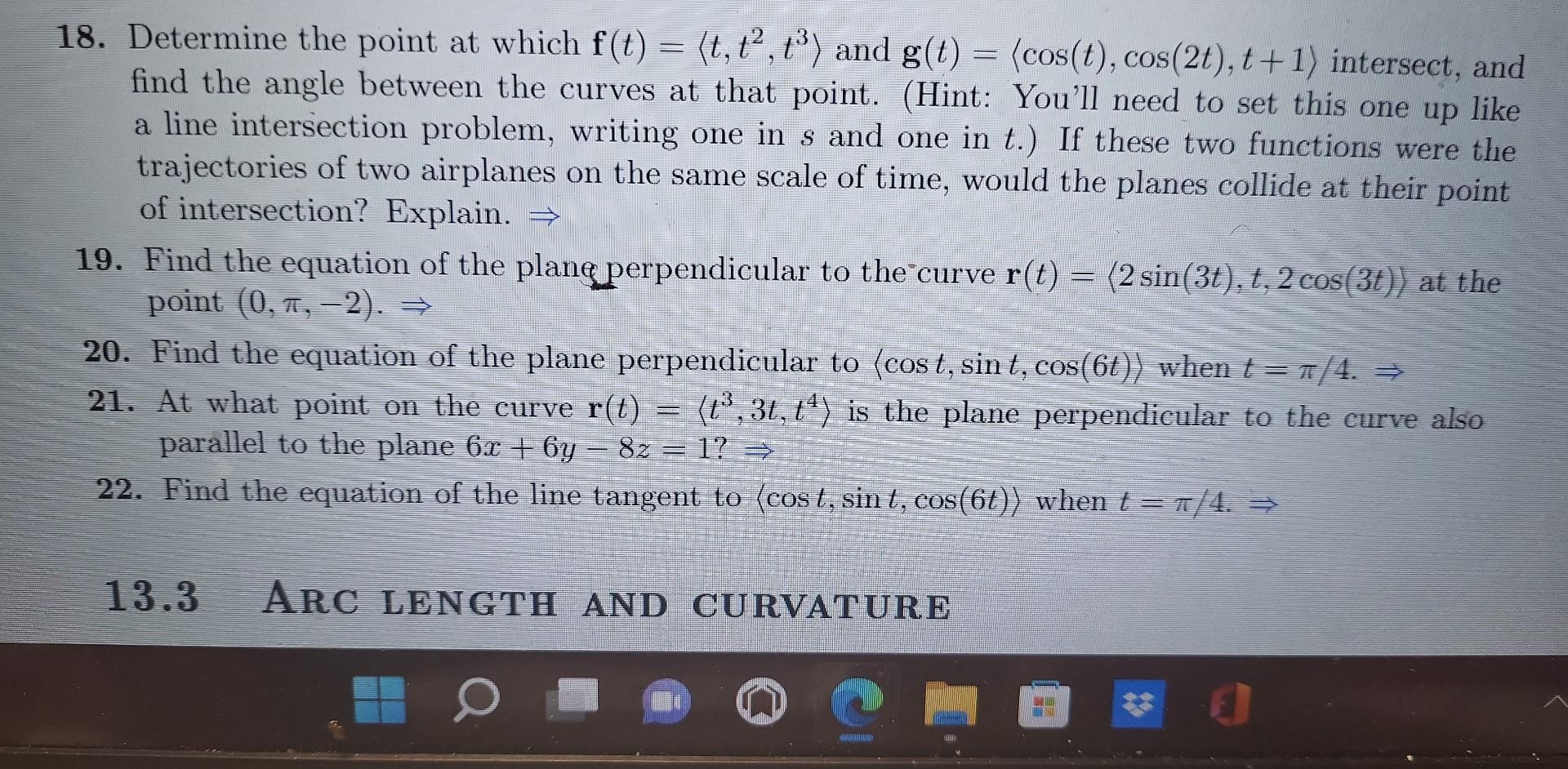 Solved 18. Determine the point at which f(t)= t,t2,t3 and | Chegg.com
