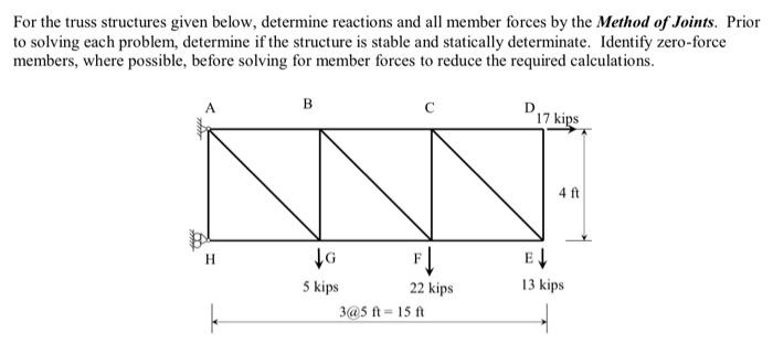 Solved For the truss structures given below, determine | Chegg.com
