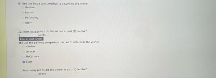 Solved candidates, Harrison (14), Lennor (L), MeCartney (4), | Chegg.com