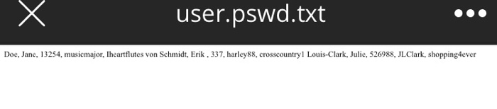 The file "user.pswd.txt" is a comma-delimited file. | Chegg.com