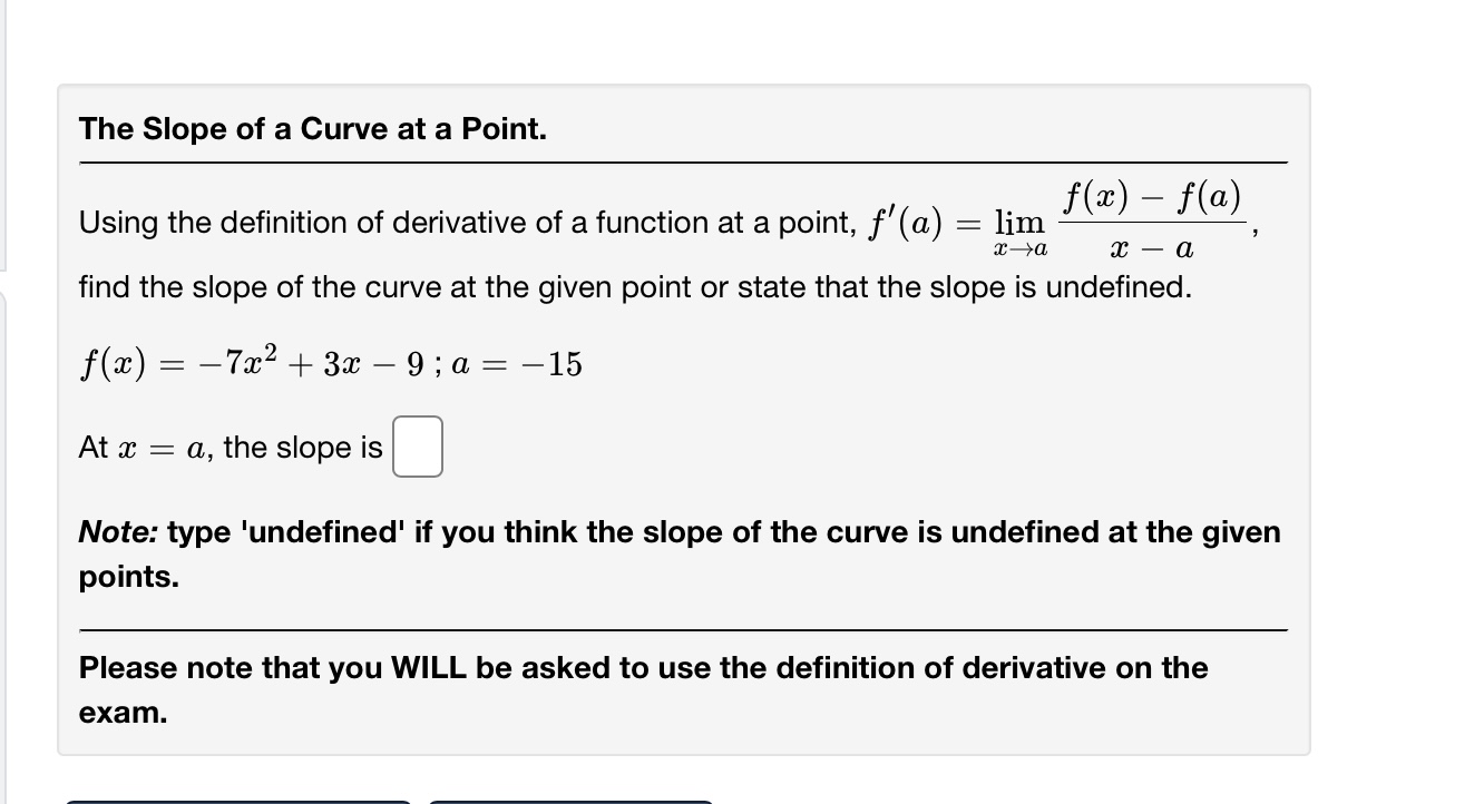 Solved The Slope of a Curve at a Point.Using the definition | Chegg.com