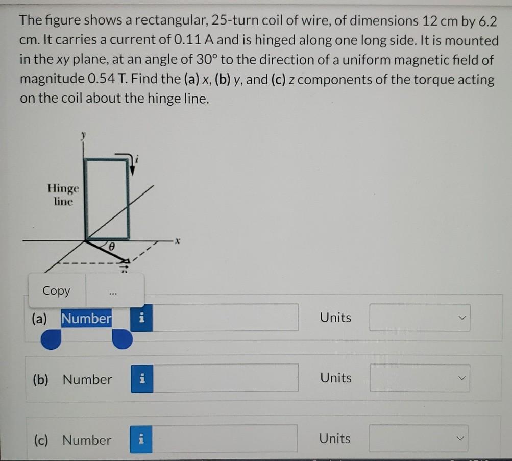 Solved The figure shows a rectangular, 25-turn coil of wire, | Chegg.com