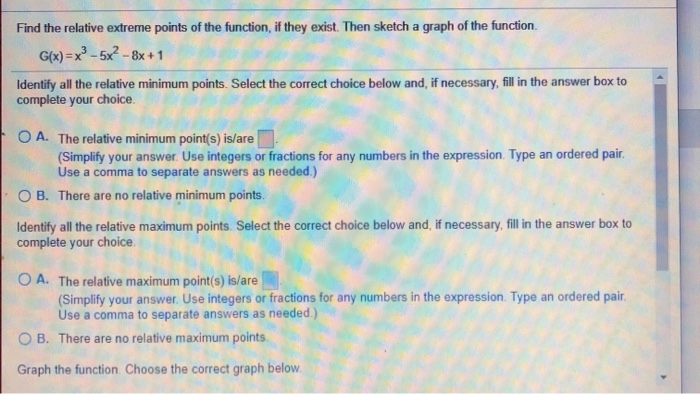 Solved Find the relative extreme points of the function, if | Chegg.com