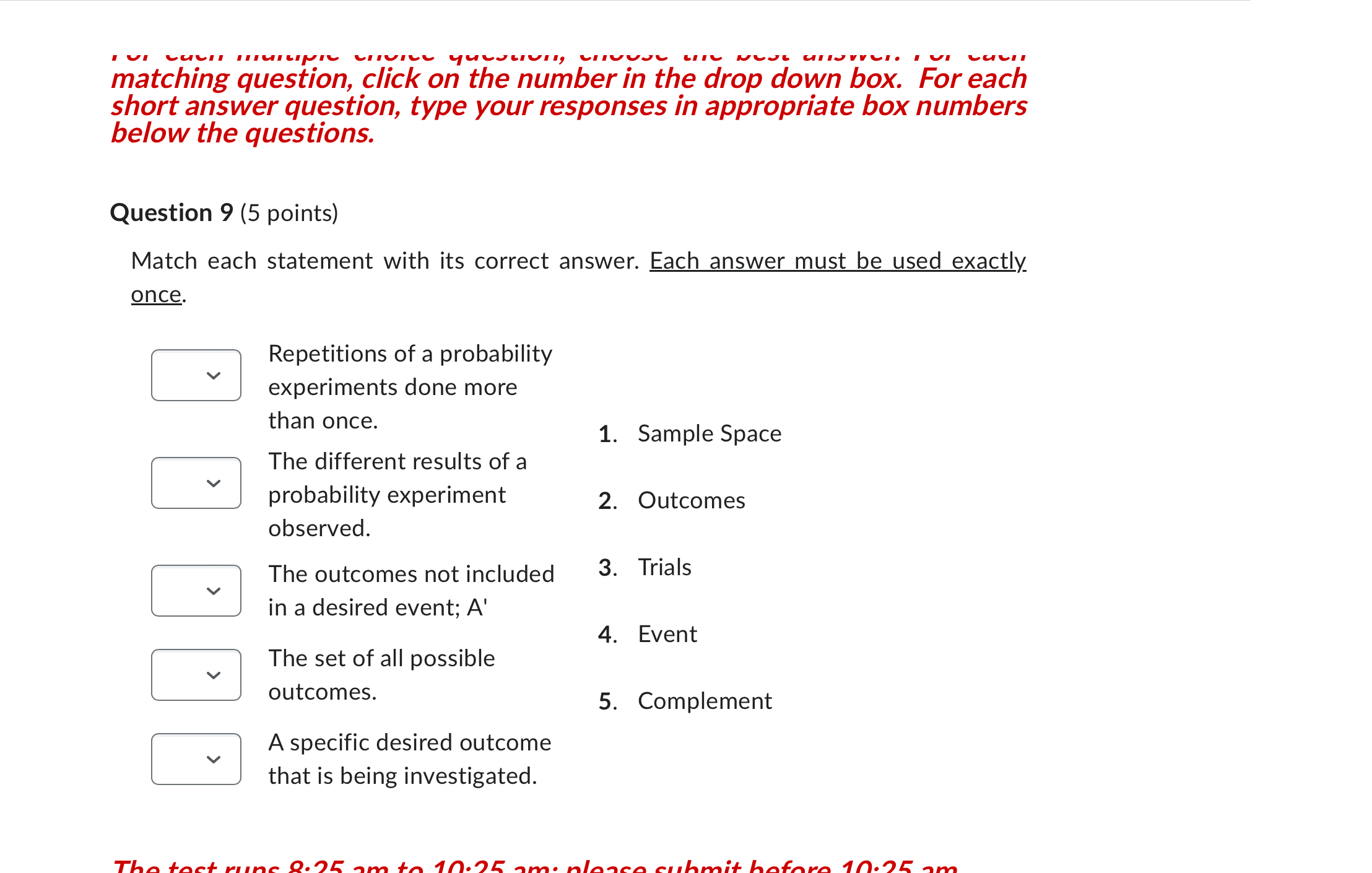 Solved matching question, click on the number in the drop | Chegg.com