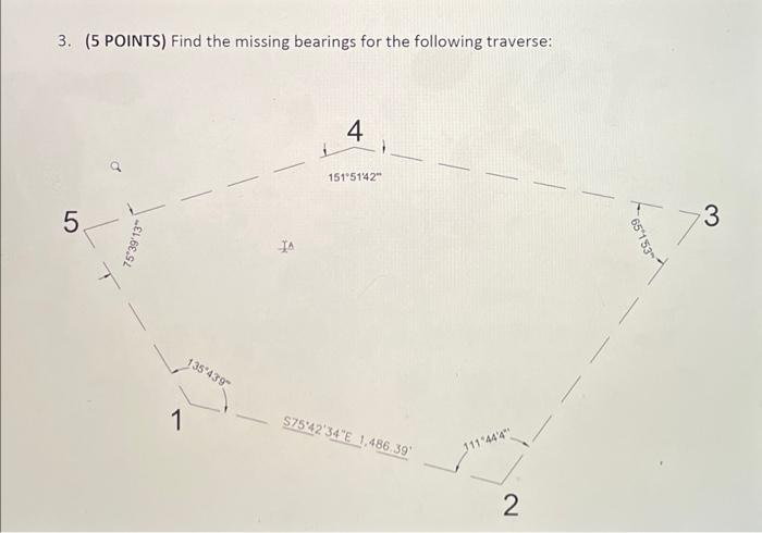 Solved 3. (5 POINTS) Find the missing bearings for the | Chegg.com