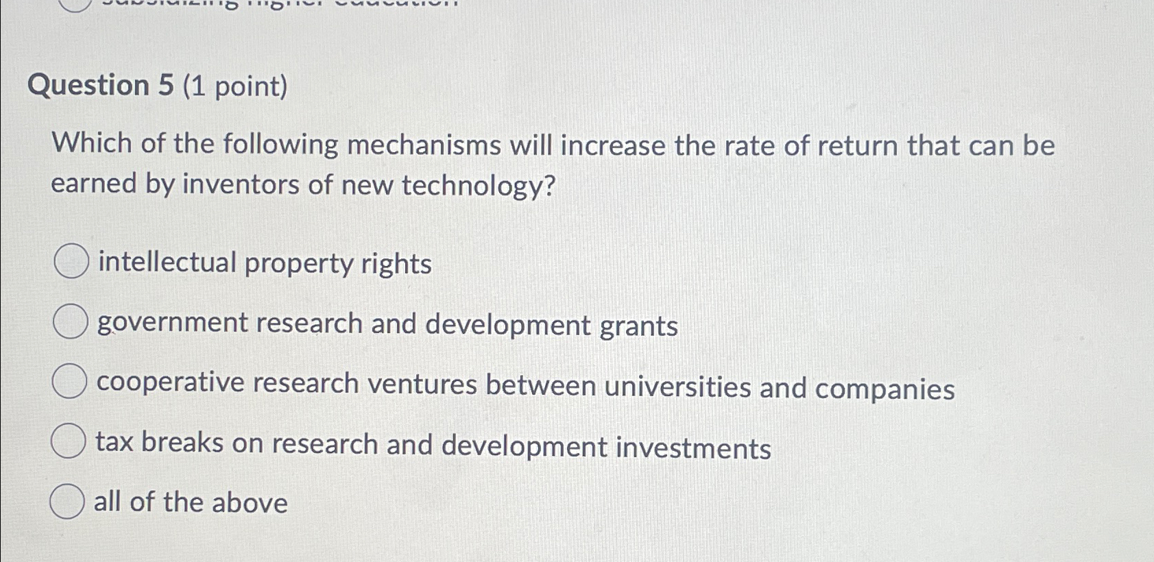 Solved Question 5 (1 ﻿point)Which of the following | Chegg.com