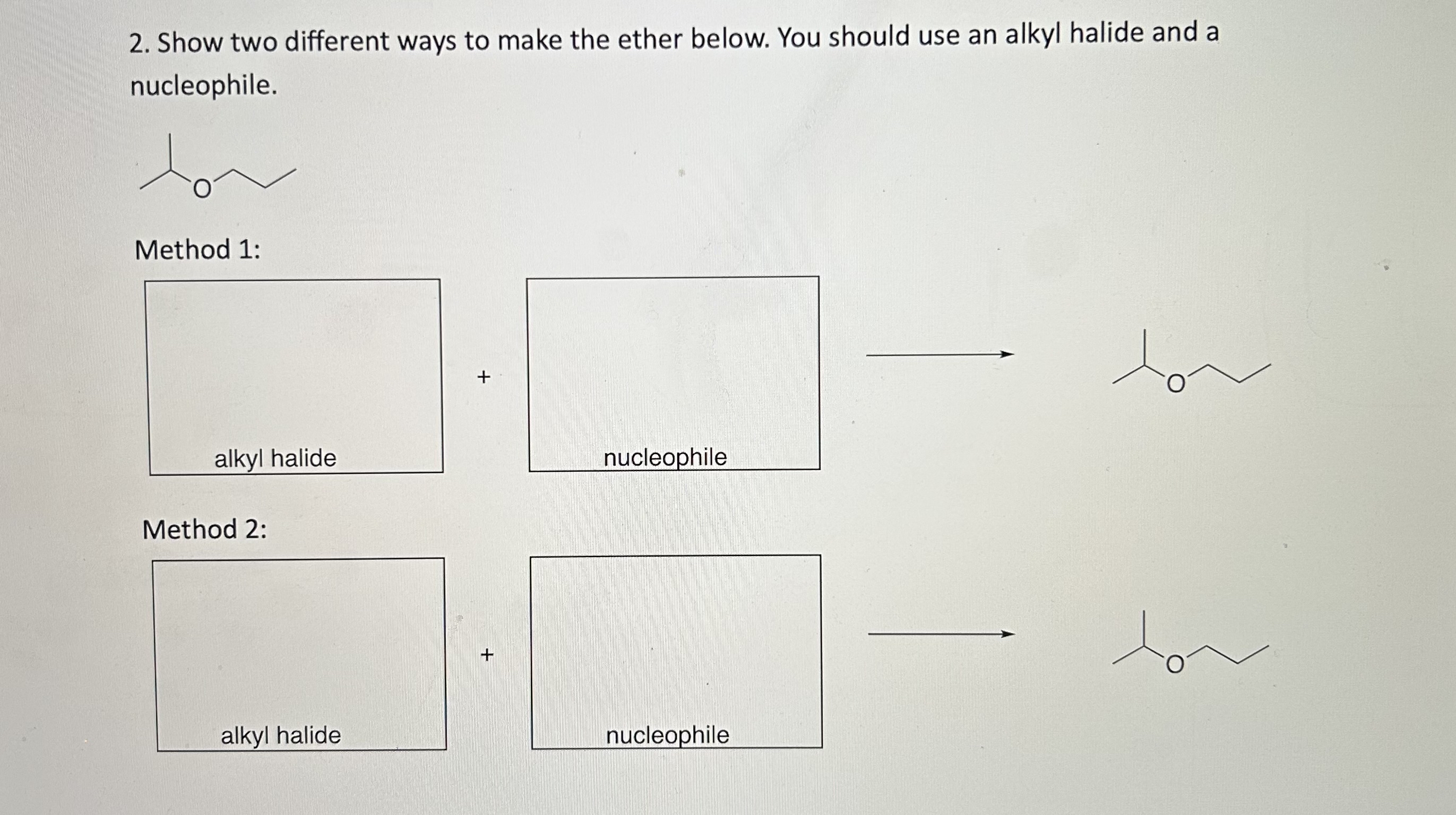Solved Show two different ways to make the ether below. You | Chegg.com