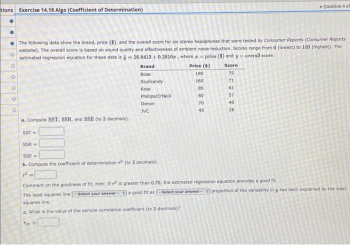 Solved Tions Exercise 14 18 Algo Coefficient Of