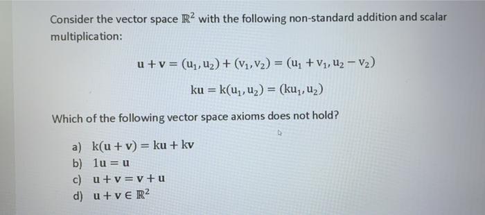 Solved Consider the vector space R2 with the following | Chegg.com