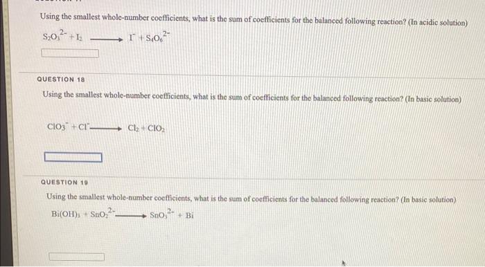 Solved Using The Smallest Whole Number Coefficients Wha 