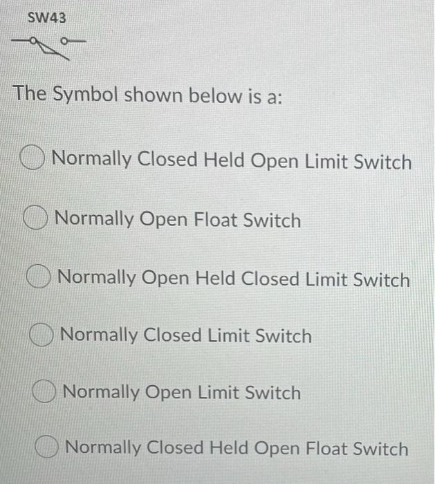 Solved SW43 The Symbol shown is a... Normally open momentary | Chegg.com