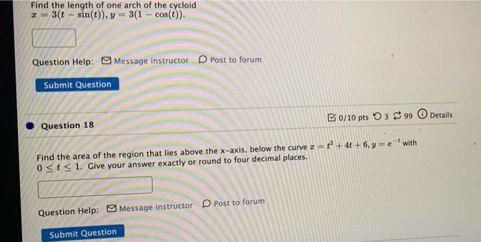 Solved Find the length of one arch of the cycloid * = 3(t - | Chegg.com