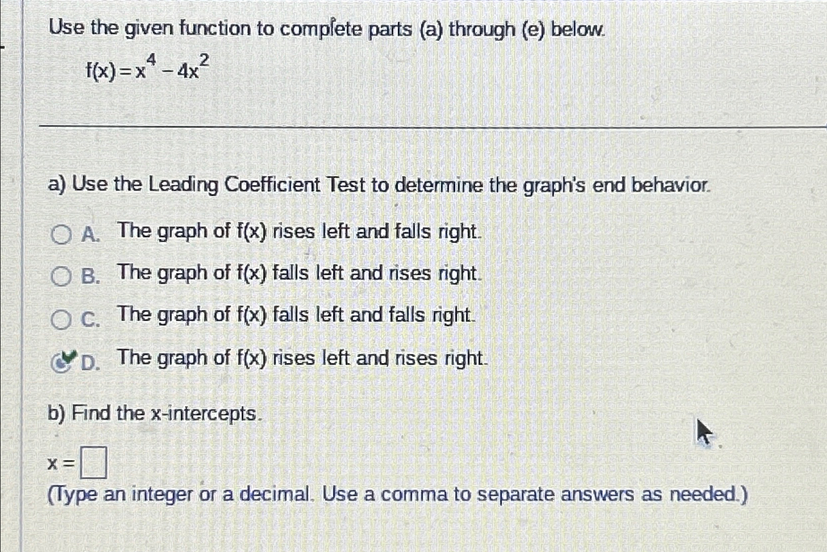 Solved Use the given function to complete parts (a) ﻿through | Chegg.com