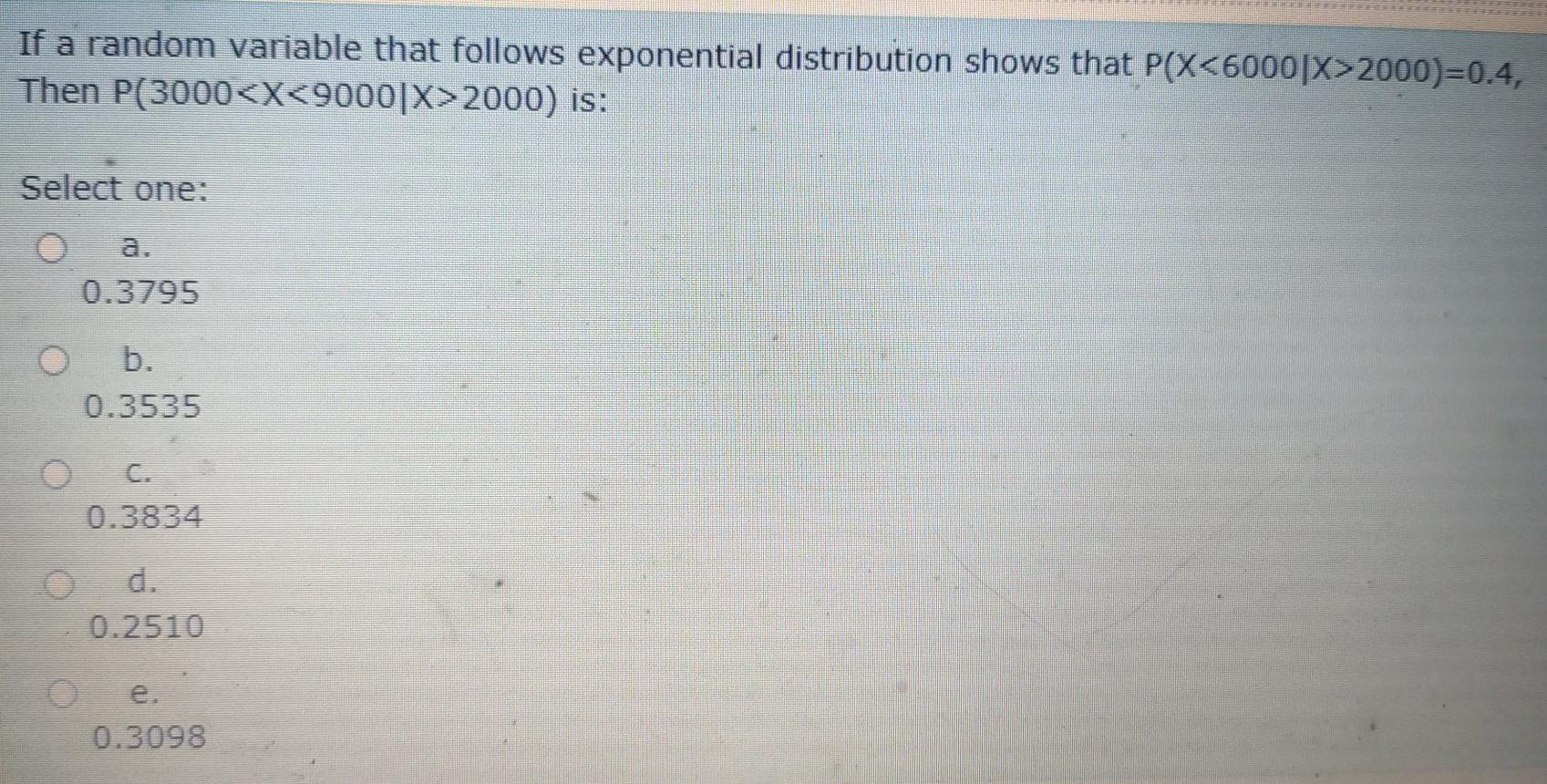 Solved If a random variable that follows exponential | Chegg.com
