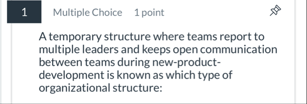 Solved 1Multiple Choice1 ﻿pointA temporary structure where | Chegg.com