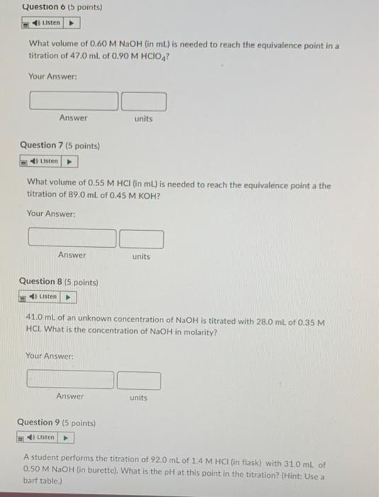 Solved What volume of 0.60MNaOH (in mL ) is needed to reach | Chegg.com