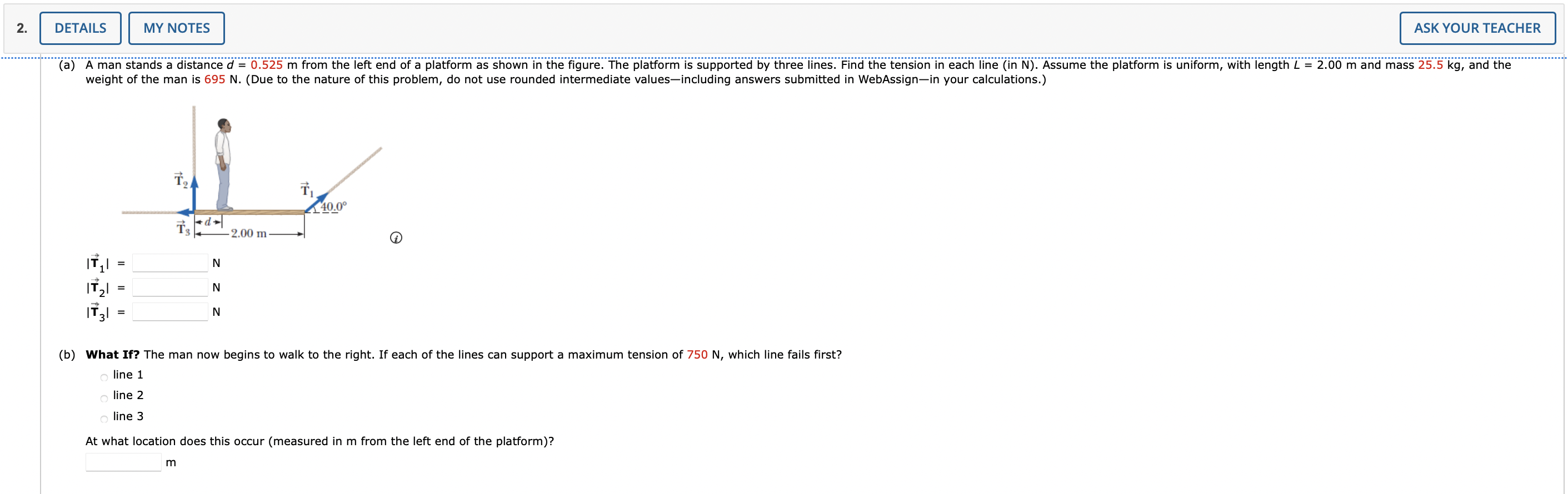 Solved (a)A man stands a distance d = 0.525 ﻿m ﻿from the | Chegg.com