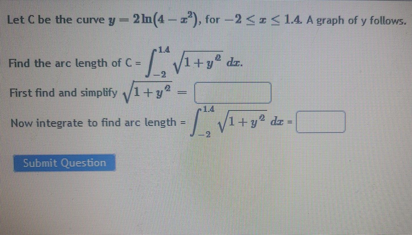 Solved Let C be the curve y = 2ln(4 --?), for -2