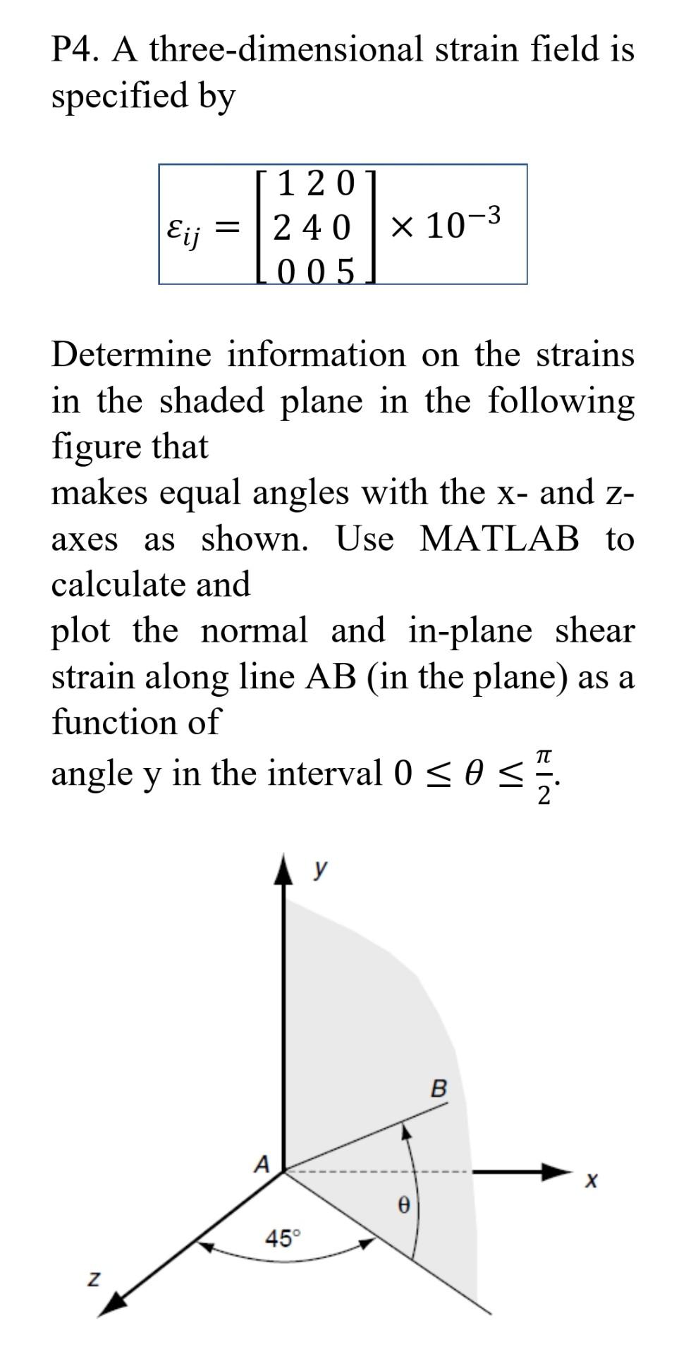 Solved P4. A three-dimensional strain field is specified by | Chegg.com