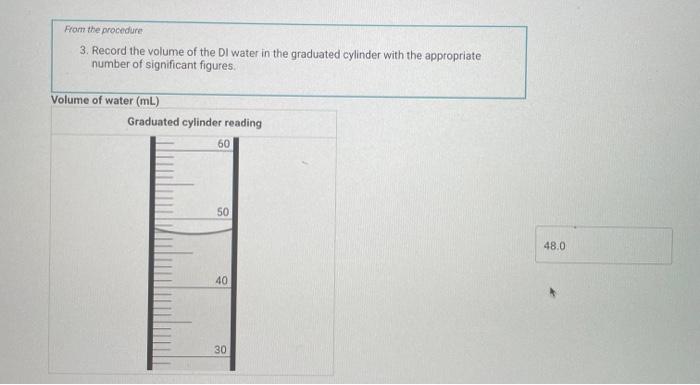 Solved Volume of water in beaker ( mL )From the procedure 3. | Chegg.com