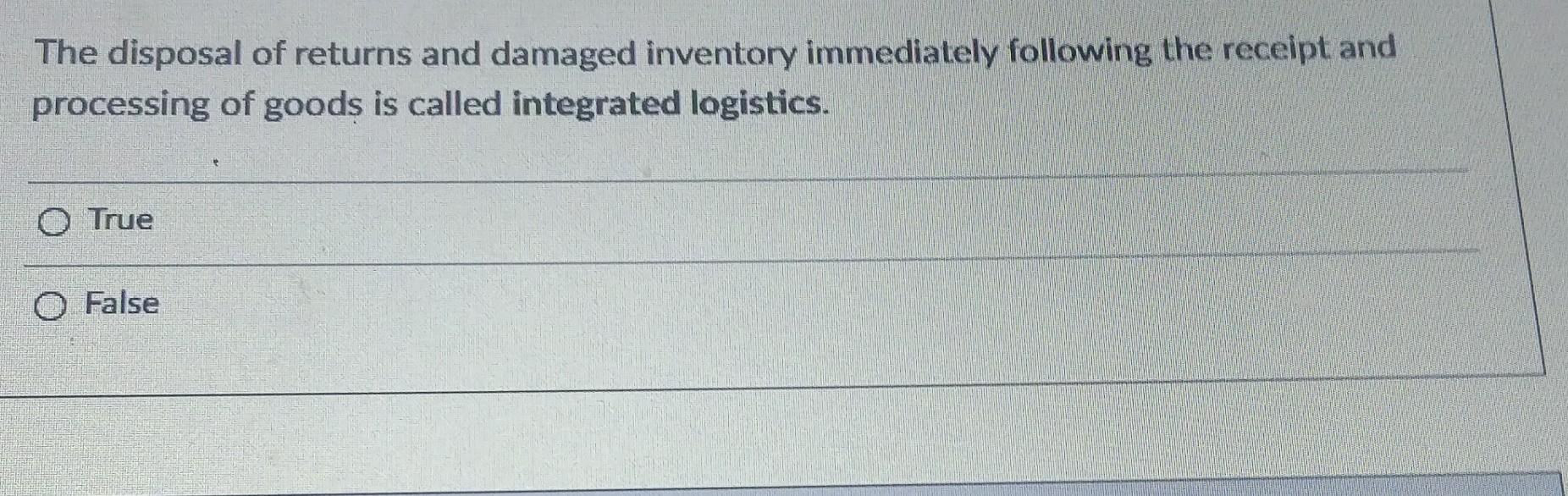 Solved The disposal of returns and damaged inventory | Chegg.com