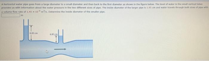 Solved A horizontal water pipe goes from a large diameter to | Chegg.com