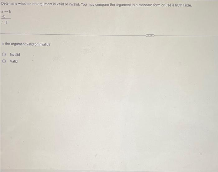 Solved Determine whether the argument is valid or invalid. | Chegg.com