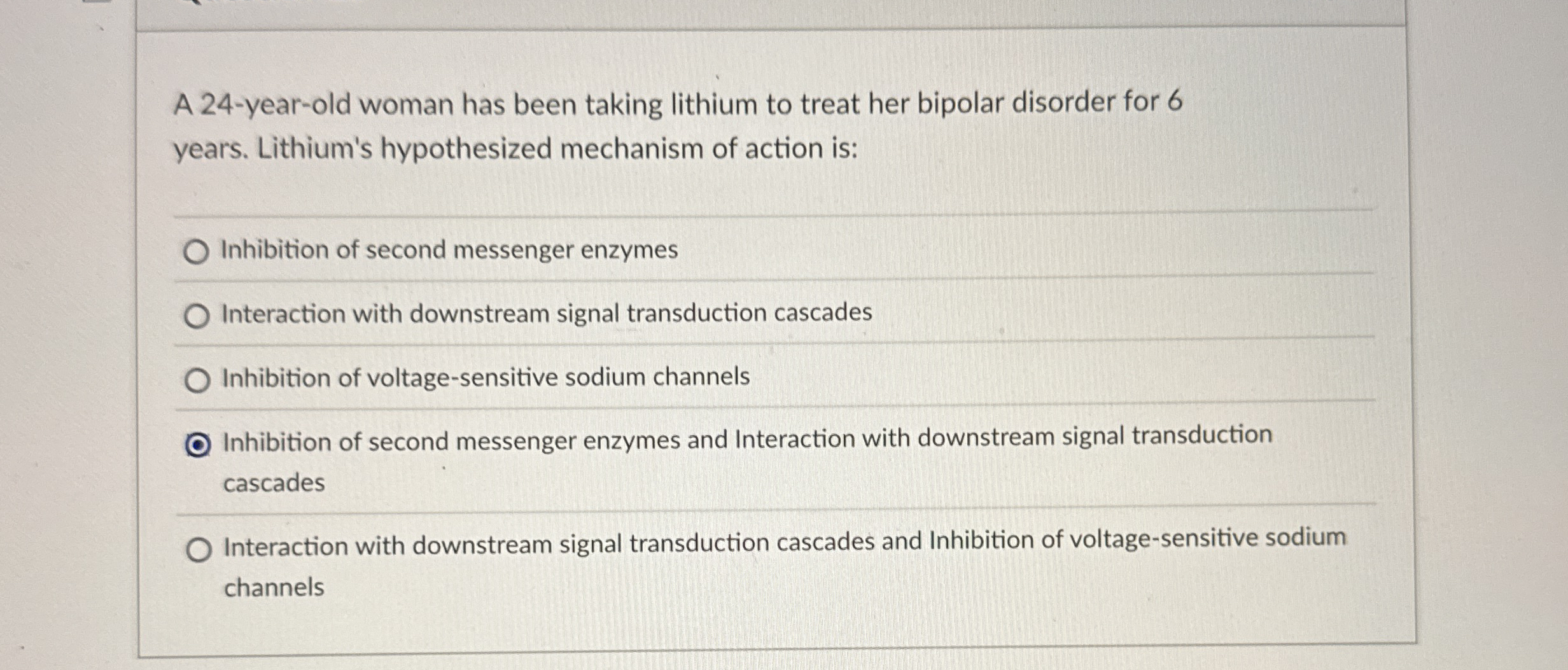 Solved A 24-year-old woman has been taking lithium to treat | Chegg.com