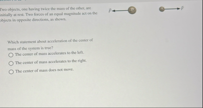 Solved Two objects, one having twice the mass of the other, | Chegg.com