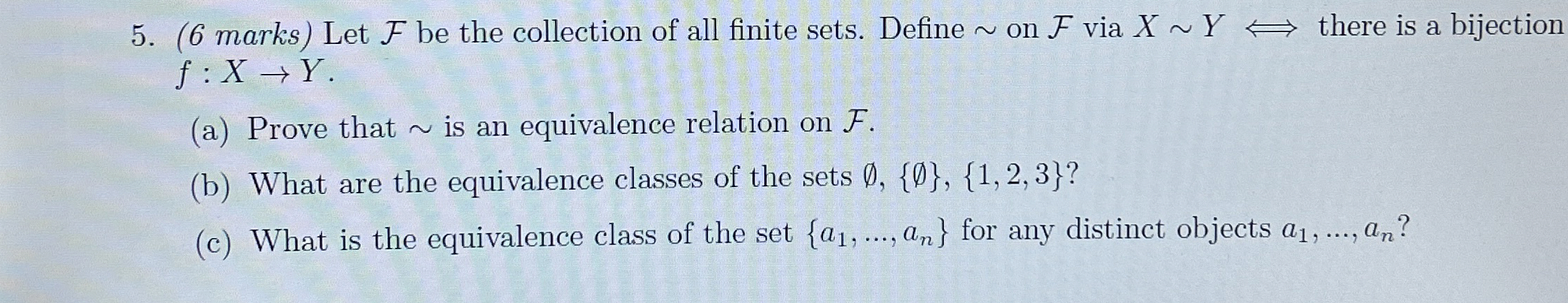 Solved (6 ﻿marks) ﻿Let F ﻿be the collection of all finite | Chegg.com
