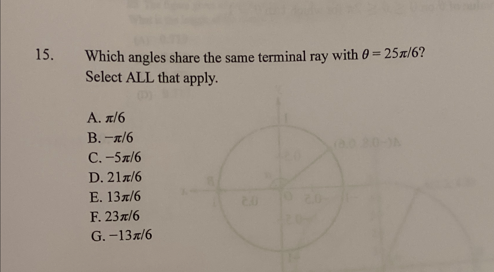 Solved Which angles share the same terminal ray with | Chegg.com