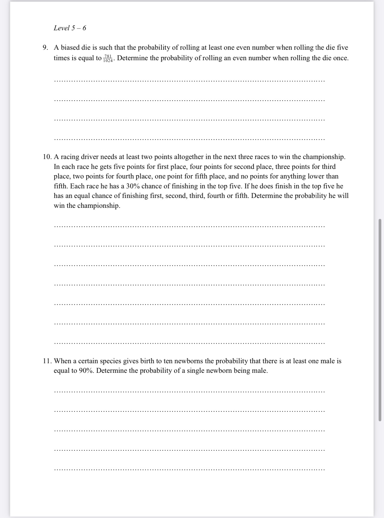 Solved Level 5-6A biased die is such that the probability of | Chegg.com