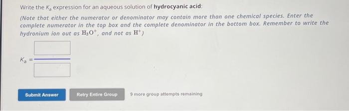 Solved Write the Ka expression for an aqueous solution of | Chegg.com
