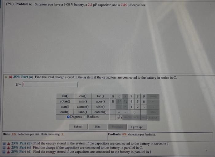 Solved (7\%) Problem 6: Suppose you have a 9.00 V battery, a | Chegg.com