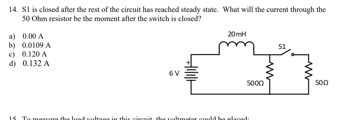 Solved S1 ﻿is closed after the rest of the circuit has | Chegg.com
