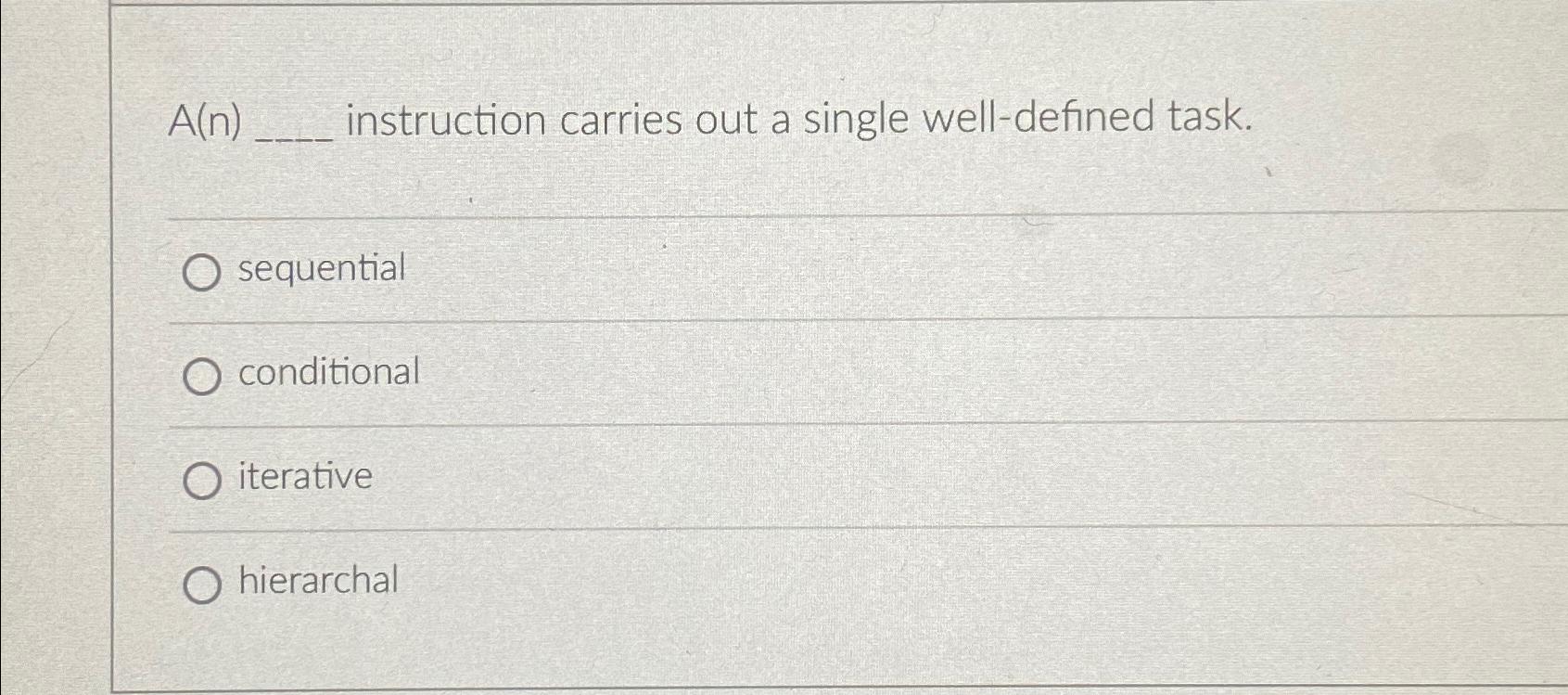 Solved An ﻿instruction Carries Out A Single Well Defined 