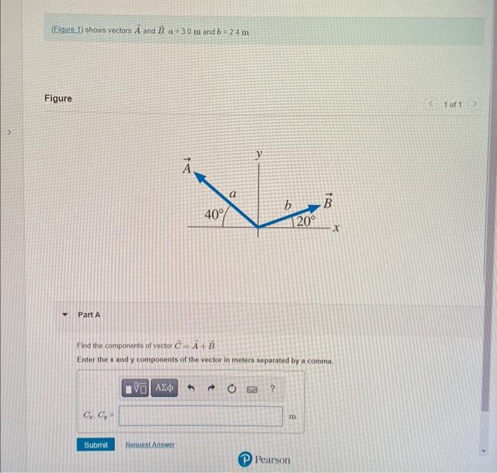Solved shows vectors A and Ba=30 m and b=24 m Figure Part A | Chegg.com