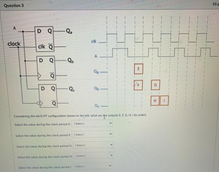Solved Question 3 10 A D Q Q Clk Clock Clk 0 D Q Q Qa A Q