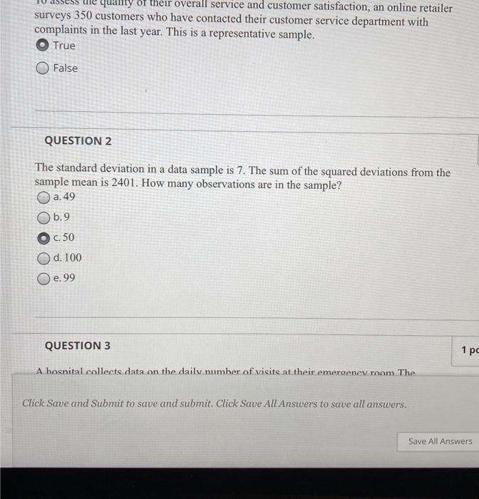 Solved the standard deviation in data sample is 7. the sum | Chegg.com