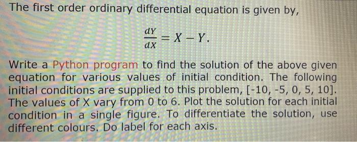 Solved The first order ordinary differential equation is | Chegg.com