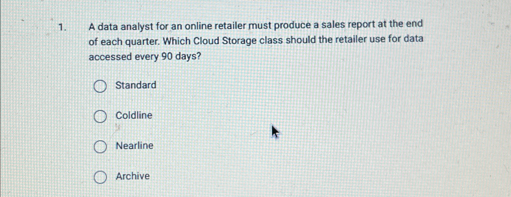 Solved A data analyst for an online retailer must produce a | Chegg.com