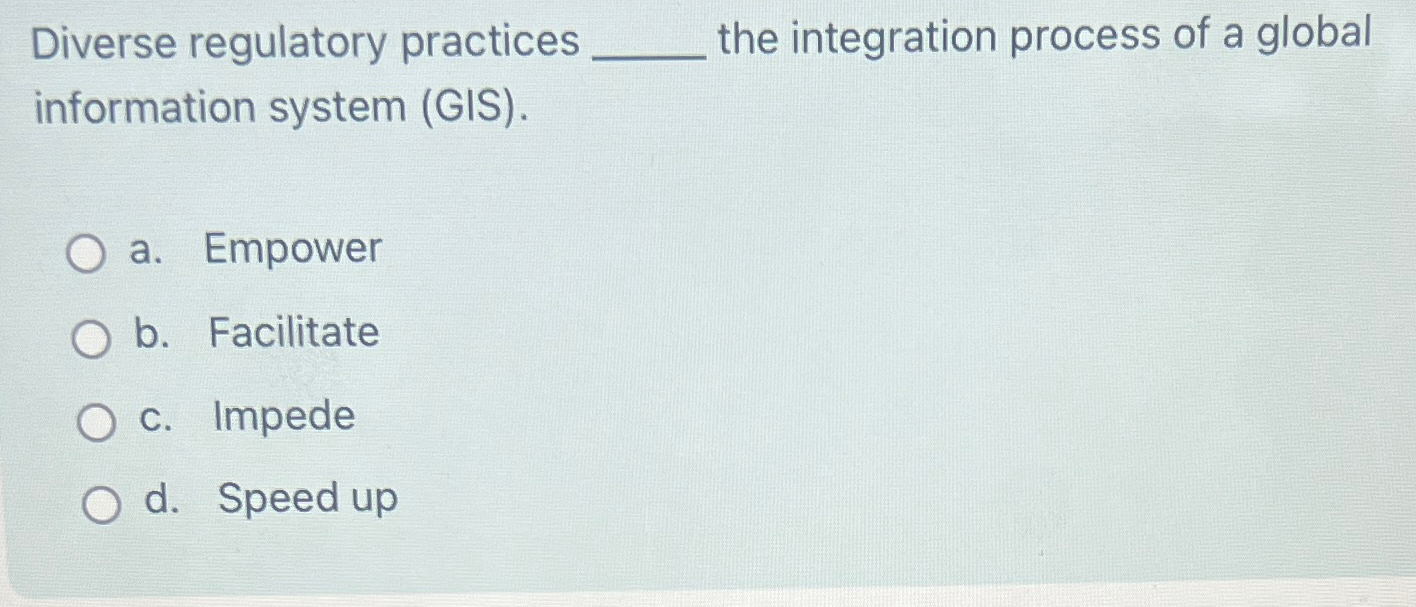 Solved Diverse regulatory practices ﻿the integration | Chegg.com