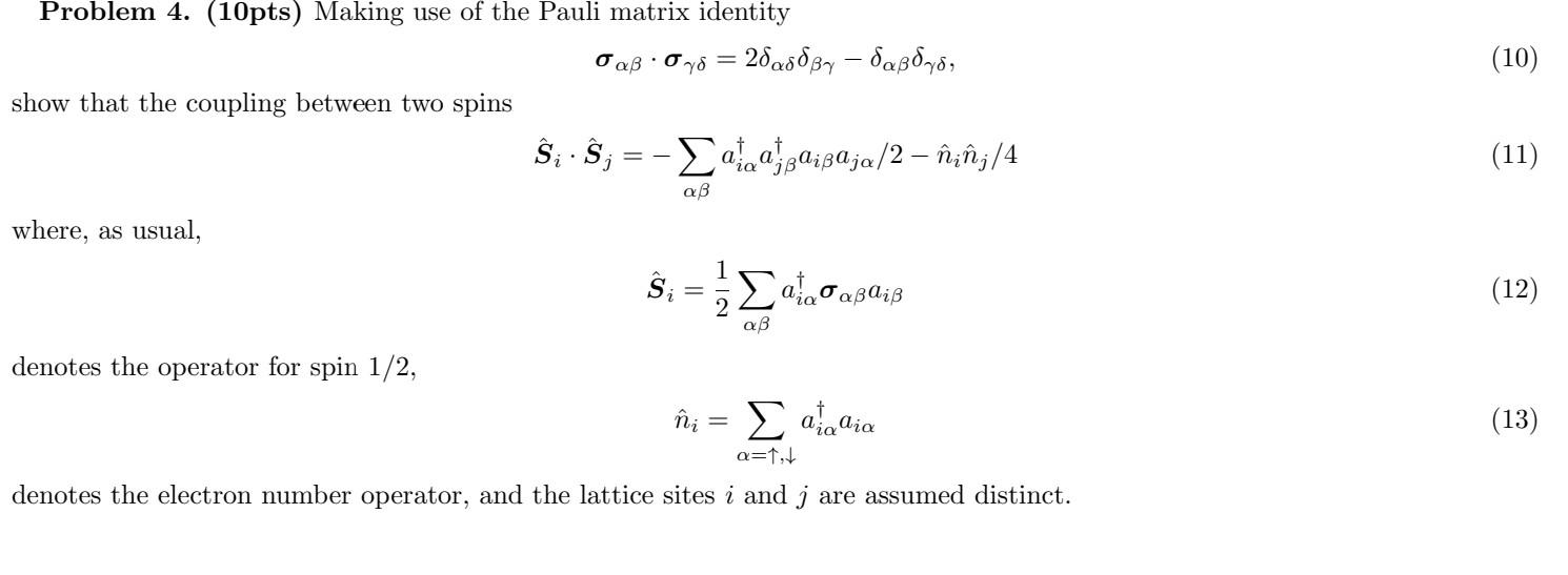 Solved = (10) Problem 4. (10pts) Making use of the Pauli | Chegg.com