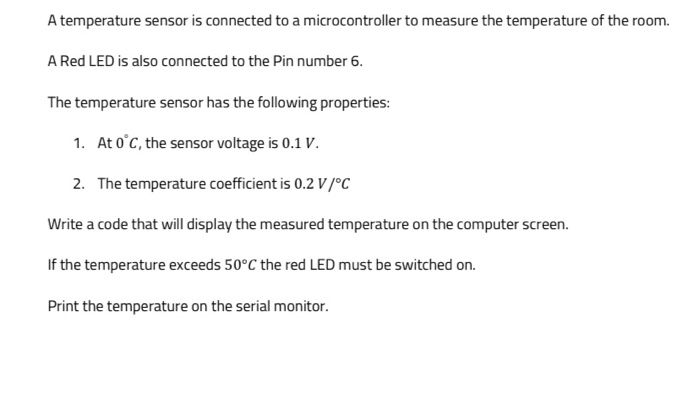 Solved A temperature sensor is connected to a | Chegg.com