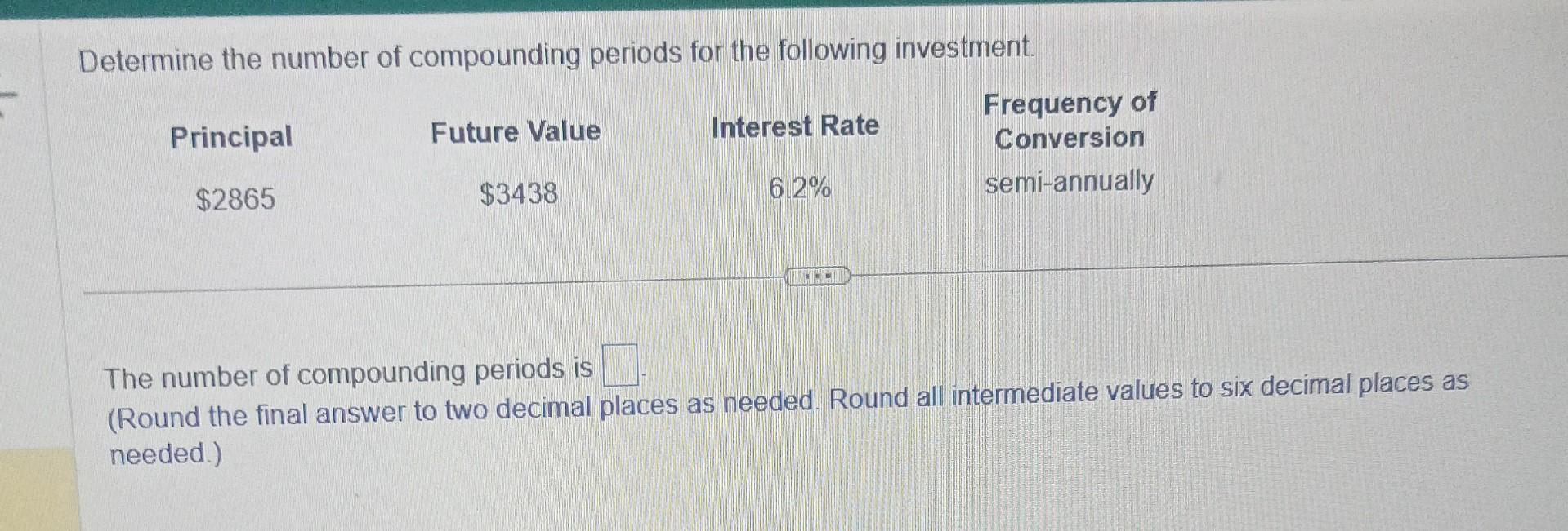 Solved Determine the number of compounding periods for the | Chegg.com