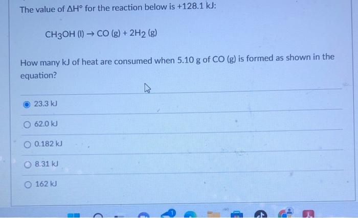 Solved The value of ΔH∘ for the reaction below is +128.1 kJ | Chegg.com