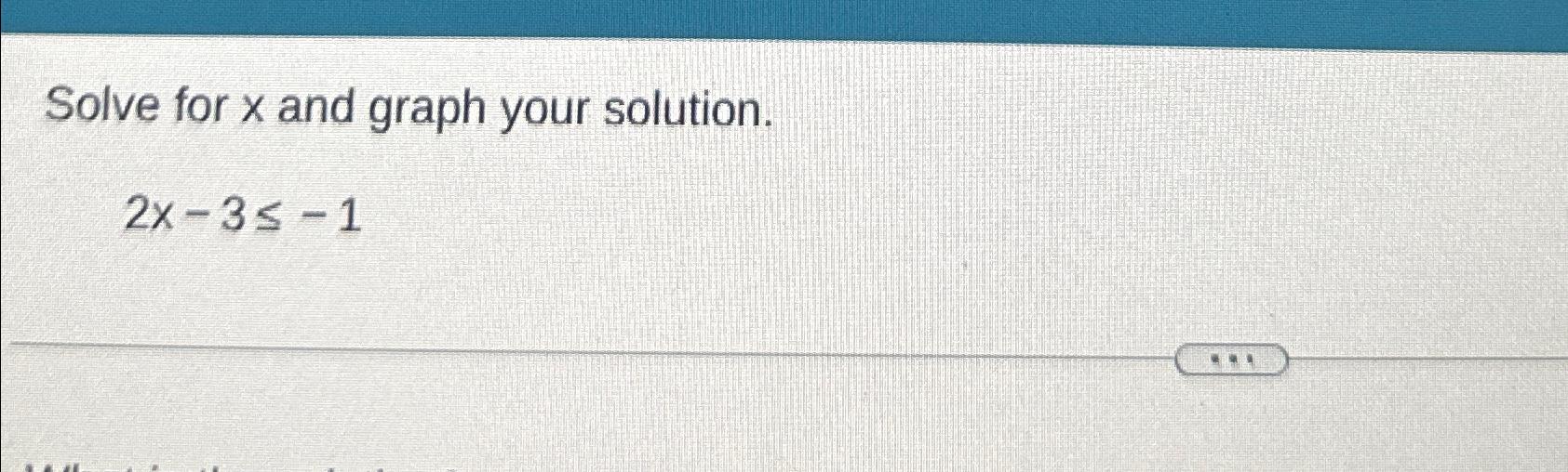Solved Solve for x ﻿and graph your solution.2x-3≤-1 | Chegg.com