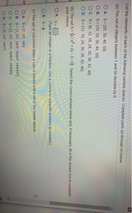 Solved List the elements of each of the following sample | Chegg.com